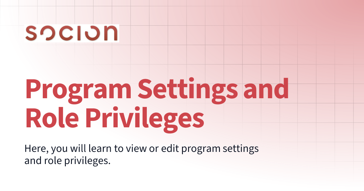 Program Settings and Role Privileges | PDA Help Page